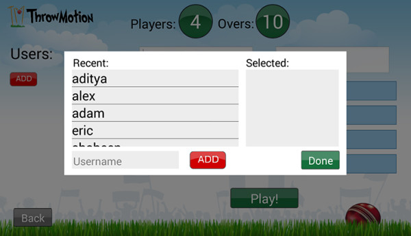User Selection - ThrowMotion